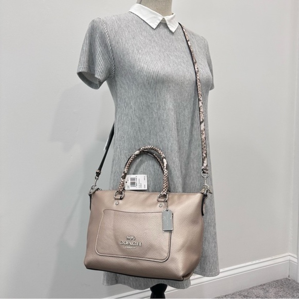 Coach Mini Emma Metallic Exotic Trim Satchel NWT - Gem